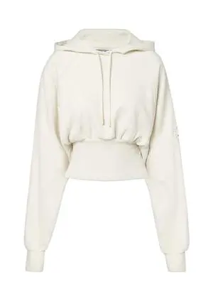 Adidas By Stella McCartney Cropped Cotton French Terry Hoodie - White