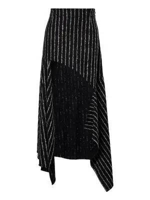 MUGLER Striped Asymmetric Maxi Skirt - Black