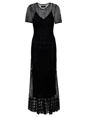 NILI LOTAN Yoko Crochet Cotton Midi Dress - Black