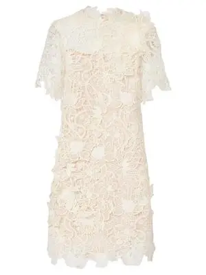 Oscar De La Renta Floral Lace Mini Dress - White