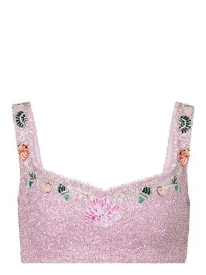 CLIO PEPPIATT Marina Embellished Crop Top - Purple