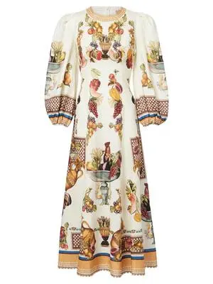 ALEMAIS Alémais Mercado Printed Linen Midi Dress - Multicoloured
