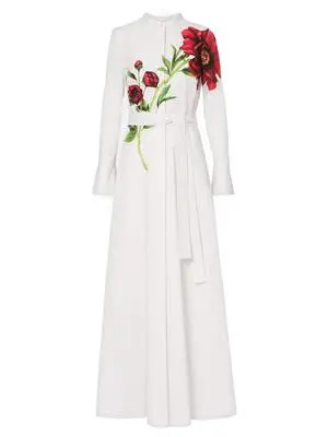 Oscar De La Renta Peony Cotton-blend Poplin Maxi Dress - White