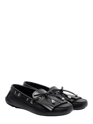 JIMMY CHOO Manon Leather Moccasins - Black