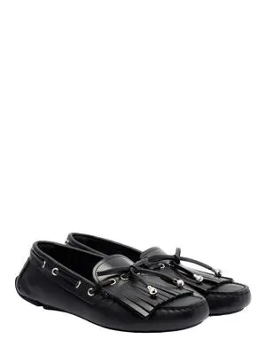 JIMMY CHOO Manon Leather Boat Shoes - Black