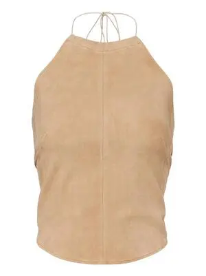 Stouls Rosie Halterneck Suede Top - Beige