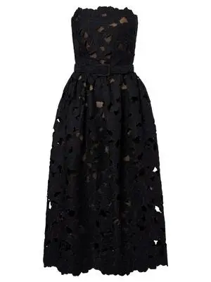 Oscar De La Renta Lace Bustier Midi Dress - Black