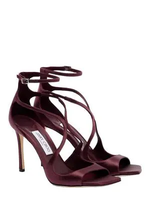 JIMMY CHOO Azia 95 Satin Sandals - Burgundy