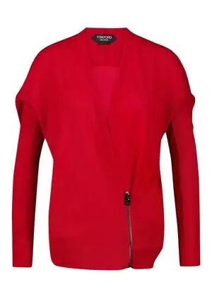 TOM FORD Wrap Cardigan With Zip Closure - Red