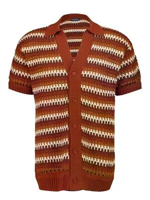 Frescobol Carioca Pinto Crochet Striped Shirt - Brown