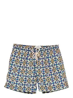 PENINSULA SWIMWEAR Patterned Drawstring Swim Shorts - Blue