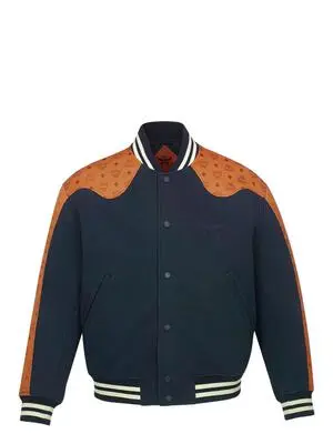 Mcm Ponte Varsity Monogram Bomber Jacket - Blue