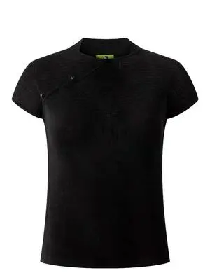 Shanghai Tang Button-detail Silk T-shirt - Black