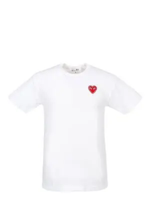 Comme Des Garçons Rhinestone Heart Short Sleeve T-shirt - White