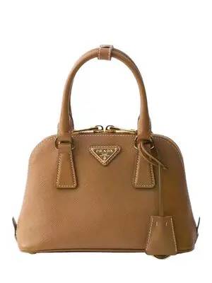 Prada Saffiano-leather Mini Tote - Brown