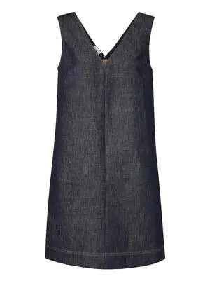 Brunello Cucinelli Monili Cotton Twill Minidress - Blue