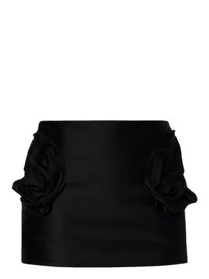 Magda Butrym Floral-applique Cotton Miniskirt - Black