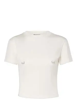 MUGLER Embellished Cotton Jersey T-shirt - White