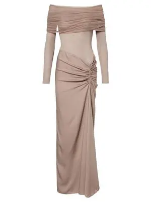 Christopher Esber Sonora Off-shoulder Gown - Beige