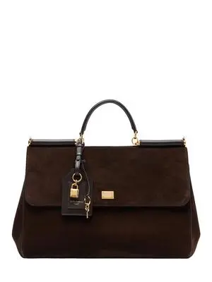 Dolce & Gabbana Sicily Large Suede Tote Bag - Brown