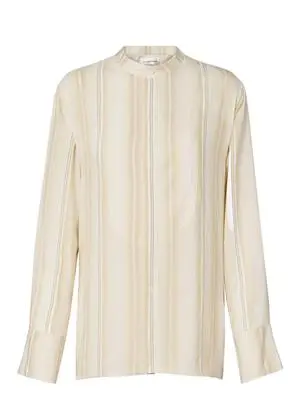 Victoria Beckham Striped Silk-blend Shirt - Beige