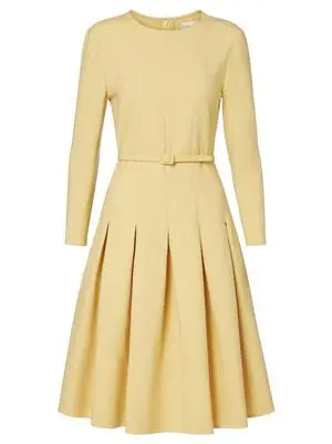 Oscar De La Renta Pleated Crepe Midi Dress - Yellow