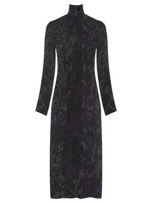 MARINE SERRE Floral-print Tie-neck Maxi Dress - Black