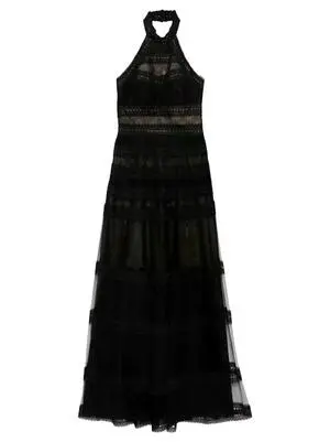SAIID KOBEISY Floral-lace Long Dress - Black