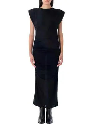 MARANT ETOILE Padded-shoulder Midi Dress - Black