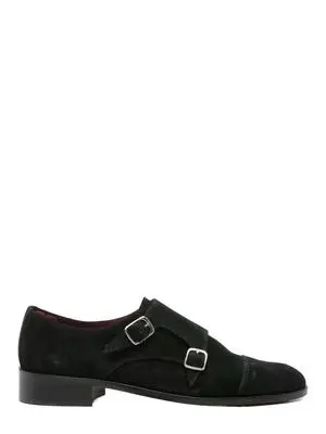 SOMMET Suede Double Monk Strap Shoes - Black
