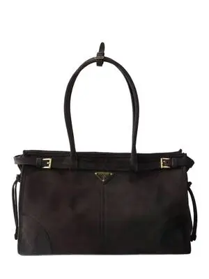Prada Suede Bonnie Tote Bag - Brown