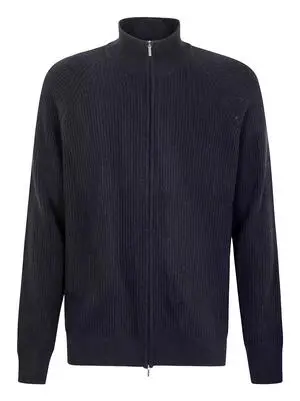 BARBA NAPOLI Ribbed Zip-up Cardigan - Black
