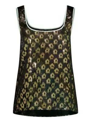 La DoubleJ All-over Print Silk Top - Black