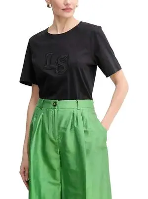 Luisa Spagnoli Embroidered-logo T-shirt - Black