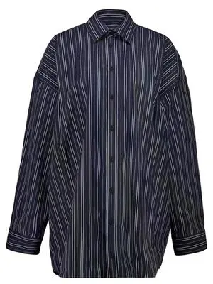 Balenciaga Stripe Cotton Shirt Dress - Blue