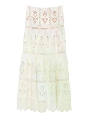 Johanna Ortiz Lace Tiered Maxi Skirt - Neutrals