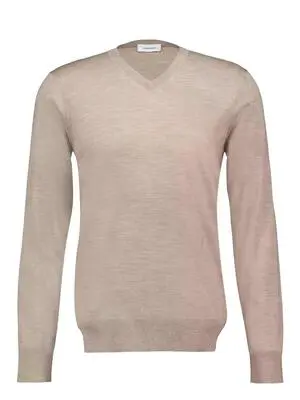 FERRAGAMO V-neck Virgin Wool Sweater - Brown