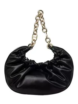 TWINSET Gathered Tote Bag With Chain Strap - Black