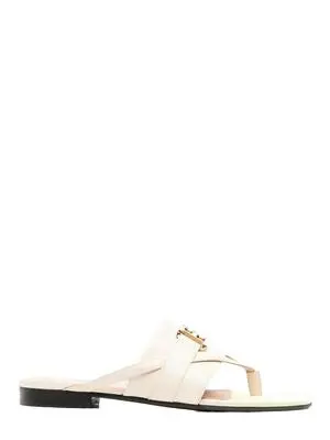 Bally Elia Leather Flat Sandals - White