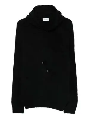 SCAGLIONE Hooded Ribbed Sweater - Black
