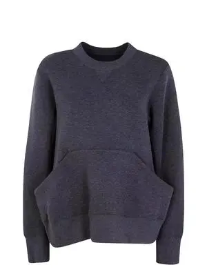 Sacai Kangaroo-pocket Cotton Sweatshirt - Grey