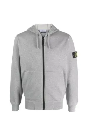 Stone Island Compass-motif Cotton Hoodie - Grey