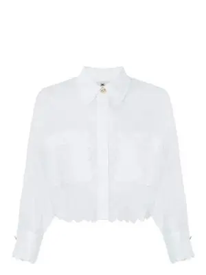 Elisabetta Franchi Scallop-trimmed Cotton Shirt - Blue