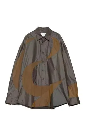 YOSHIOKUBO Slalom Abstract-panel Shirt - Green