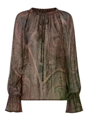 Pinko Paisley-print Ruffled Blouse - Brown