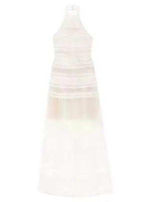 SAIID KOBEISY High-neck Lace Maxi Dress - White