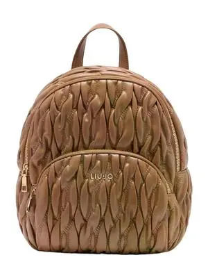 Liu Jo Quilted Backpack With Logo - Brown