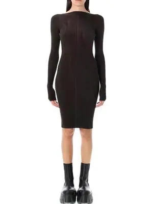 Rick Owens Ribbed Knit Open-back Mini Dress - Brown