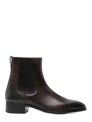 TOM FORD Elasticated-panel Leather Boots - Brown