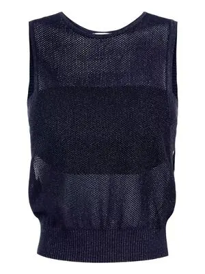 Elisabetta Franchi Mesh-knit Cropped Top - Blue